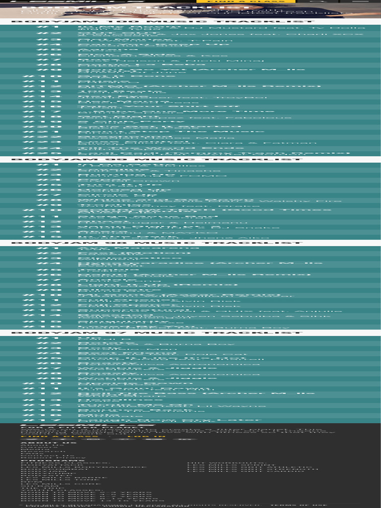 BODYJAM Music Tracklists Les Mills | PDF | Musicians | Hip Hop