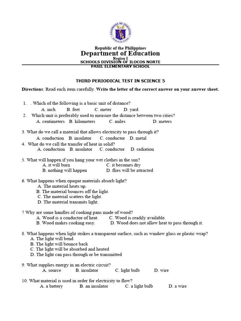 Mumulaan Es - Q3 - PT - Science 5 | PDF | Electricity | Electrical Conductor