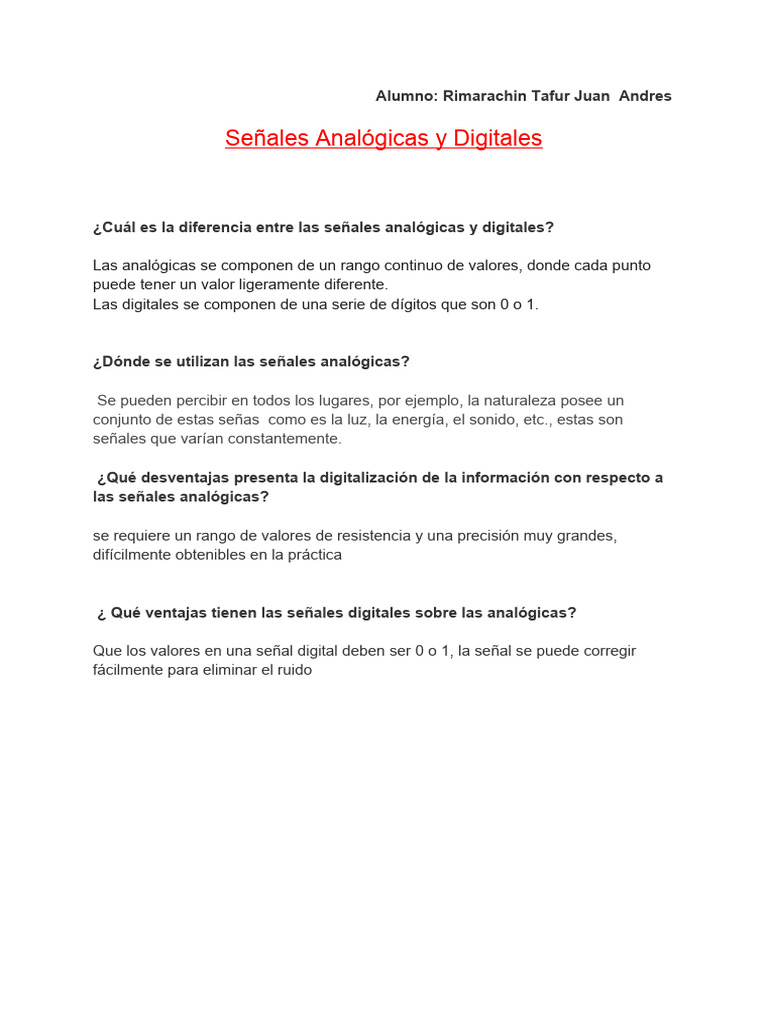 Señales: Analógicas vs. Digitales | PDF