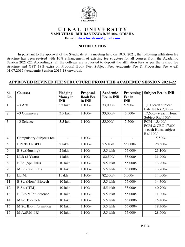 Fee Structure | Download Free PDF | Vocational Education | Academic Degree