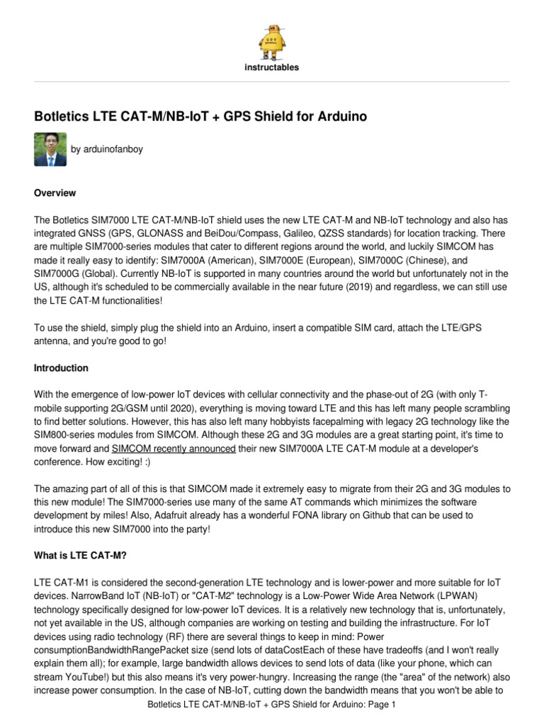 LTE NB IoT Shield For Arduino | PDF | Arduino | Internet Of Things