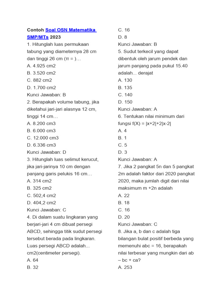 Soal OSN Matematika SMP 2023 | PDF