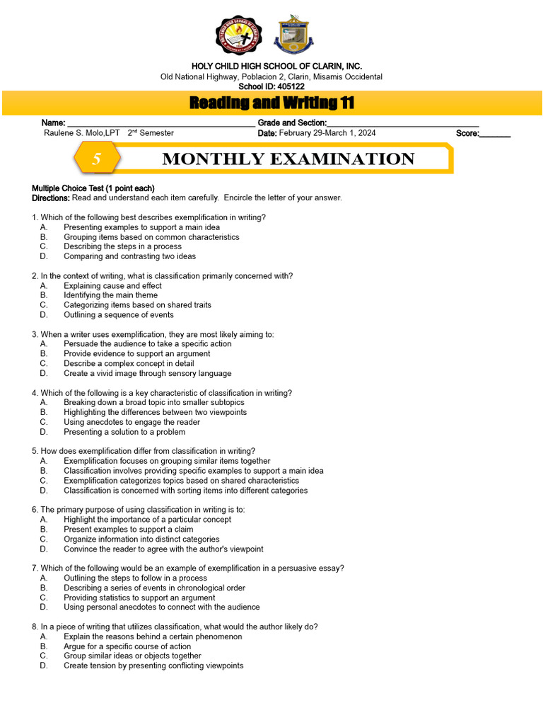 Reading and Writing 11 | PDF | Essays | Causality