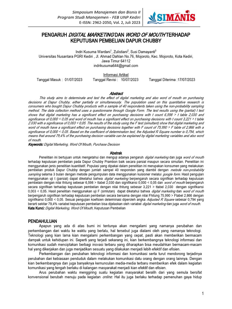 3169-Indri Kusuma Wardani | PDF | Bisnis | Ilmu Sosial