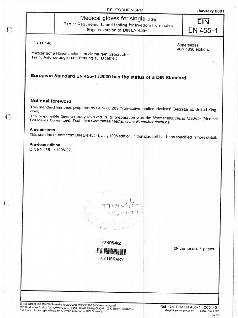 DIN EN 455-1 surgical gloves | PDF
