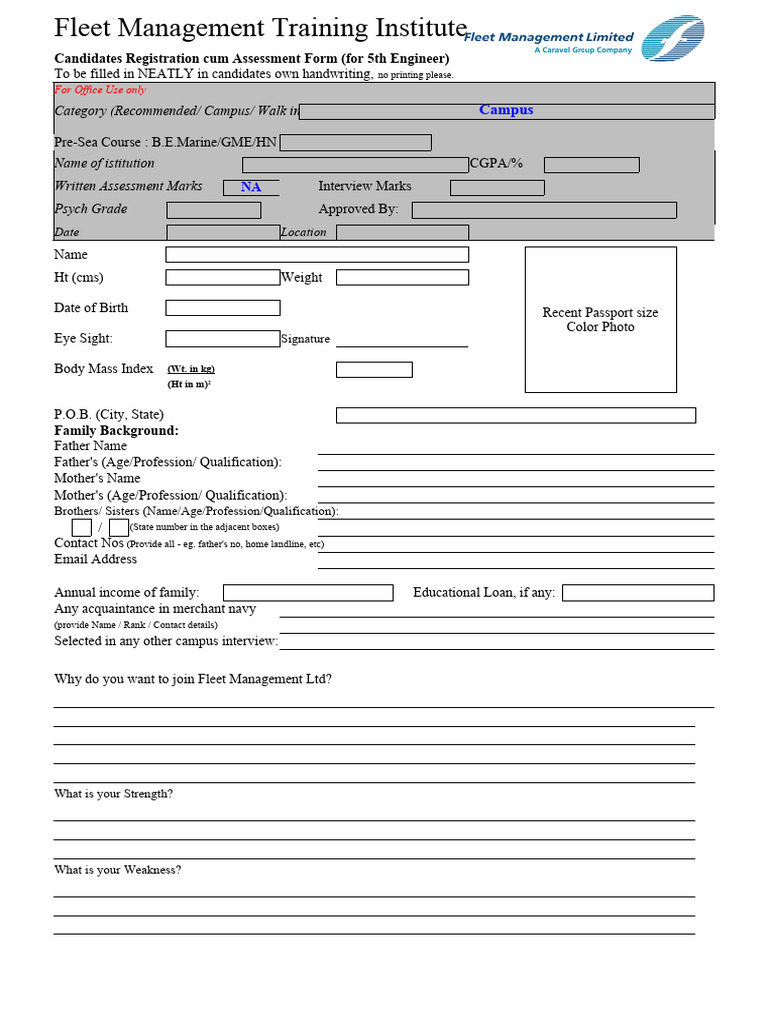 Fleet Management Training Registration Form | PDF | Professional ...