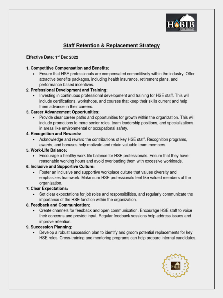 Retension Replacement Staff 2.3.3 | PDF | Employee Retention | Business