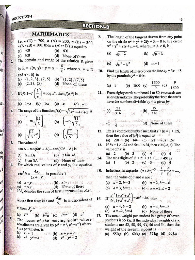 MT-1 (Maths) | PDF