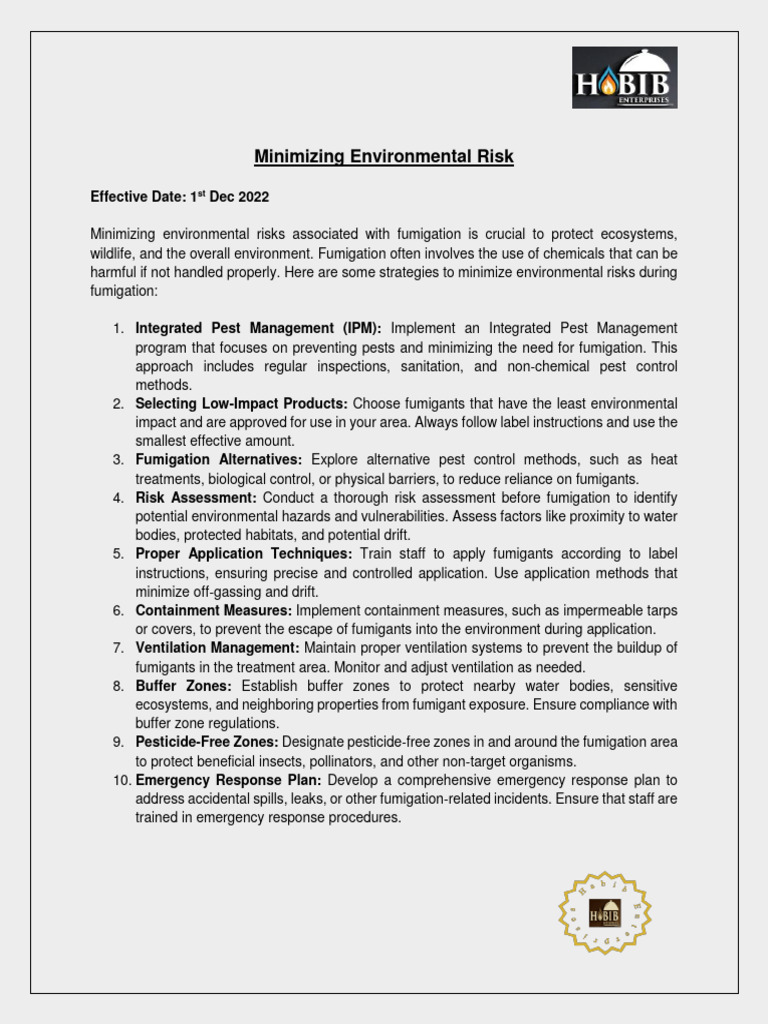 Environmental Risk Reduction in Fumigation | PDF | Pest Control ...
