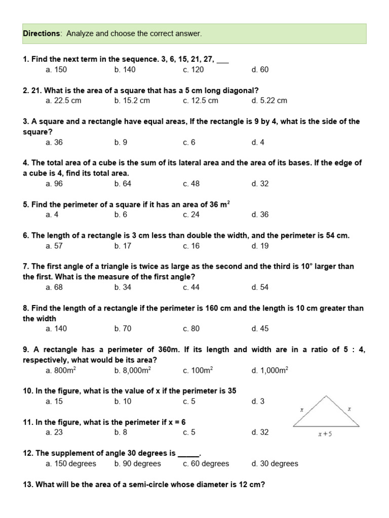 Plane Geometry Q&A Practice | PDF | Area | Length