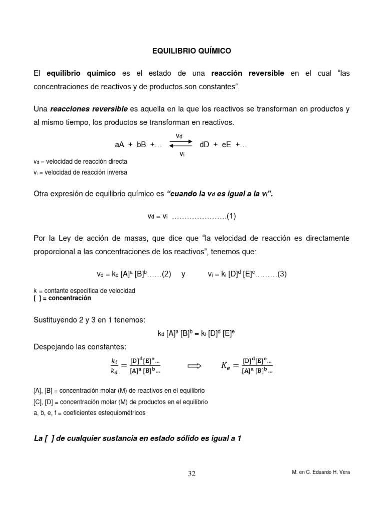 Equilibrio | Descargar gratis PDF | Equilibrio químico | Constante de disociación ácida