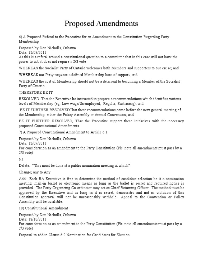 Amendements Book | PDF | Constitutional Amendment | Constitution