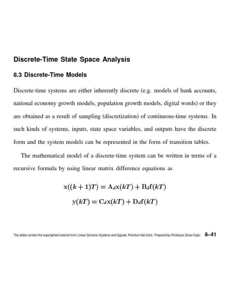 Chapter8 DIS | PDF | Discrete Time And Continuous Time | System Of Linear Equations