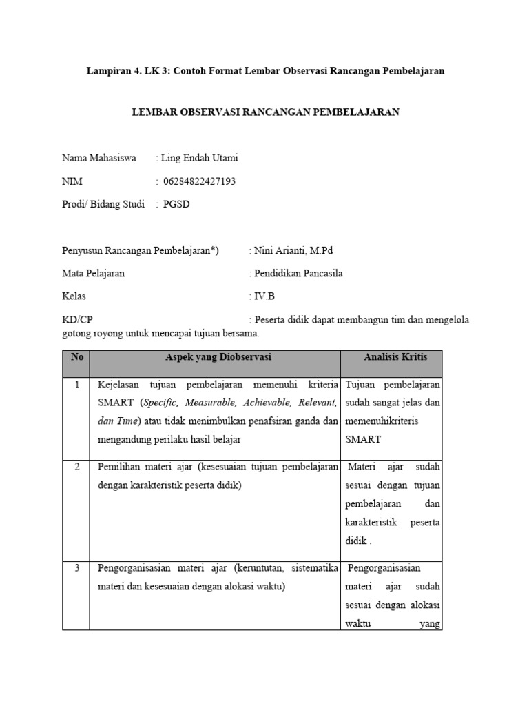 Lampiran 4. LK 3 Siklus 2 - Ling Endah | PDF