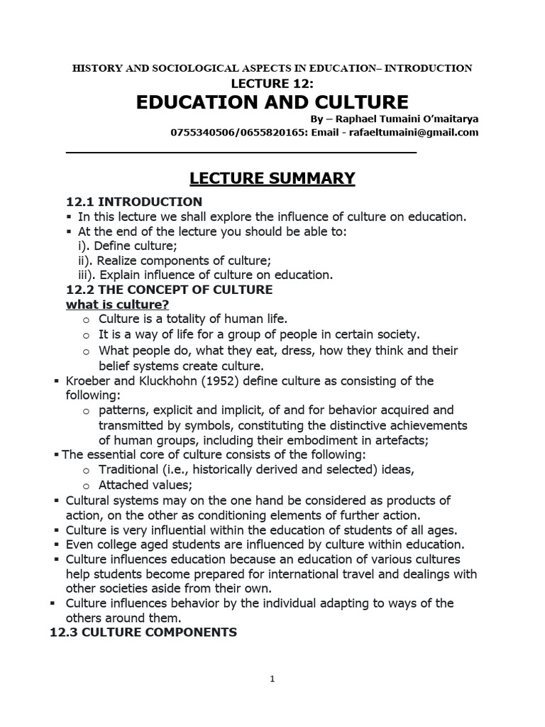 Culture's Impact on Education Explained | PDF | Society | Morality