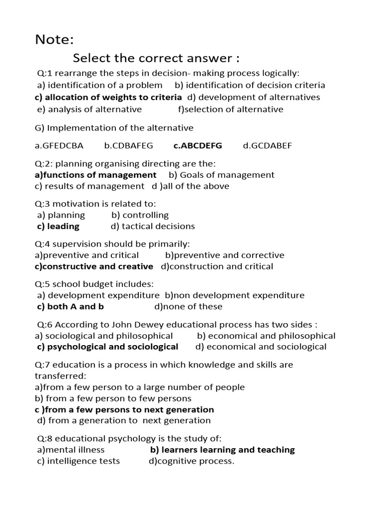 Education & Psychology Quiz | PDF | Learning | Psychology