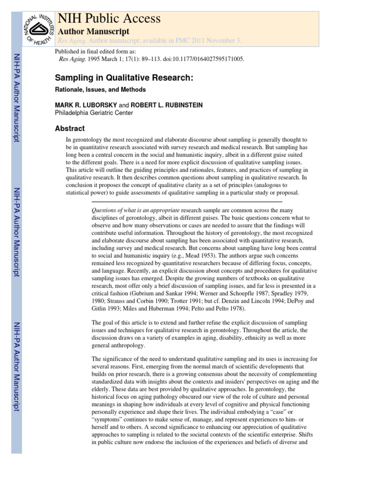 Meeting 12 Sampling Qualitative | PDF | Qualitative Research ...