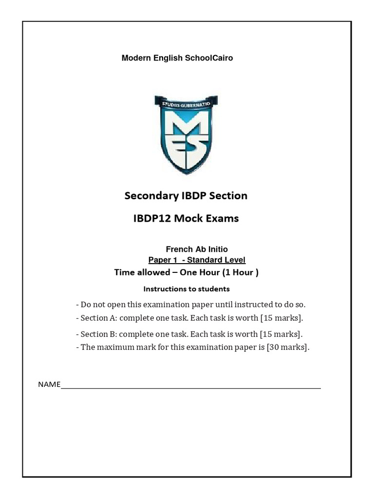 French Ab Initio Paper 1 TZ1 MOCK-exam | PDF | Affaires | Ordinateurs