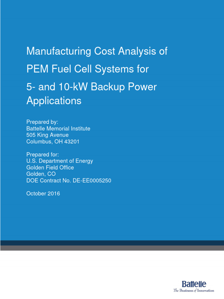 Manufacturing Cost Analysis Pem Fuel Cell Systems 5 and 10 KW Backup Power | PDF | Fuel Cell ...