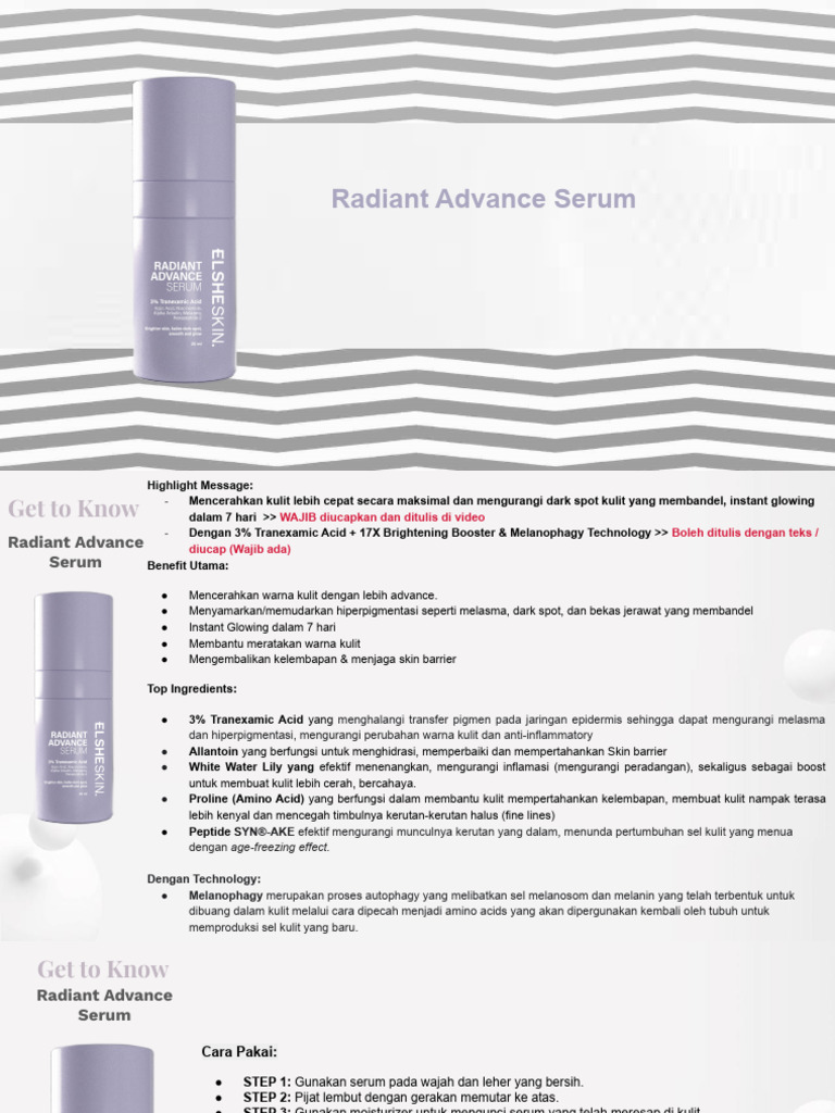 Radiant Advance Serum | PDF | Karier & Perkembangan | Pengembangan Diri