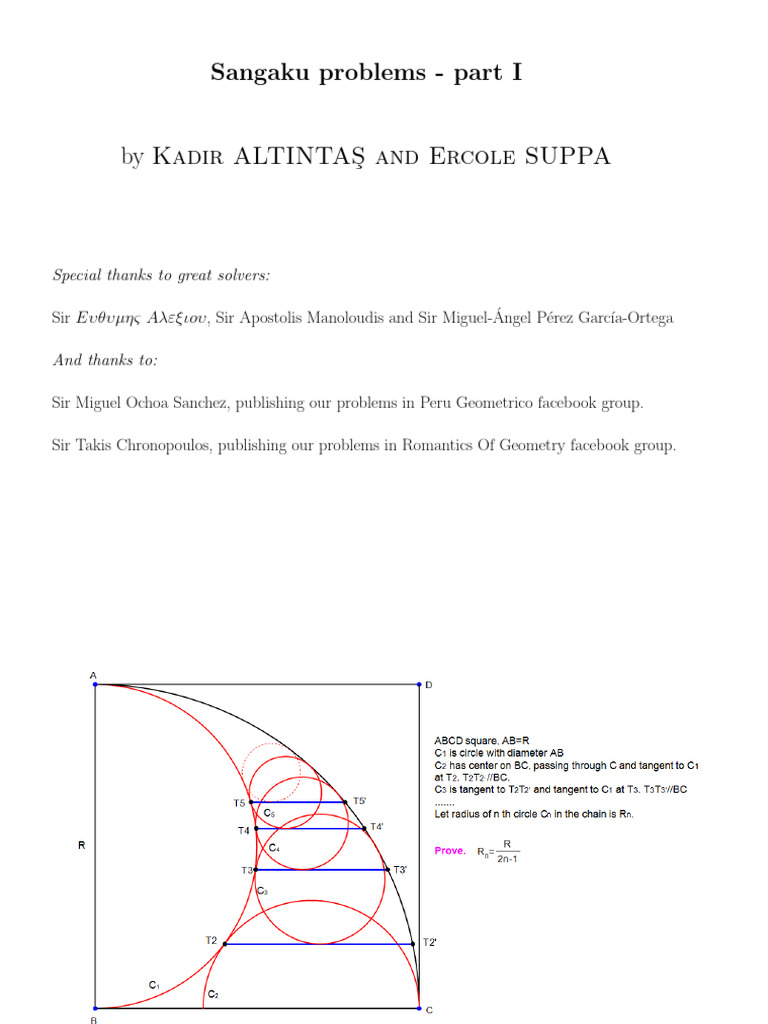 Sangaku Problems: Geometry Challenges | PDF | Circle | Triangle