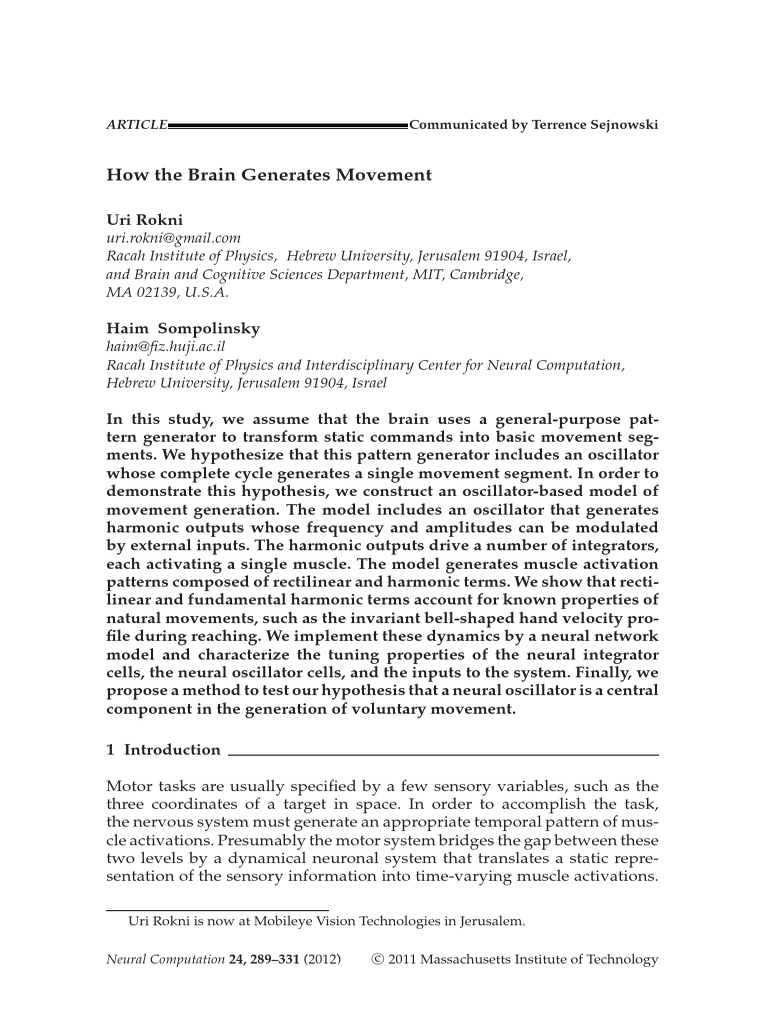 How The Brain Generates Movement: Article | PDF | Electronic Oscillator ...