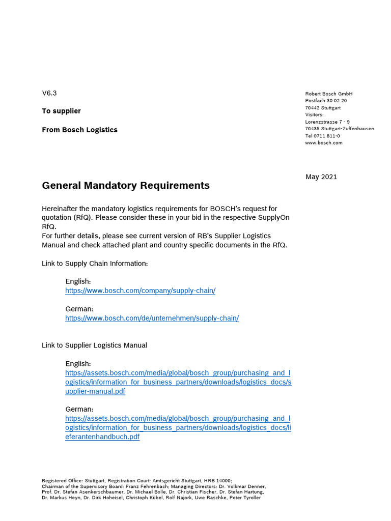 Supplier LOG-requirements and Information Sheet-V6 3 | PDF | Electronic ...