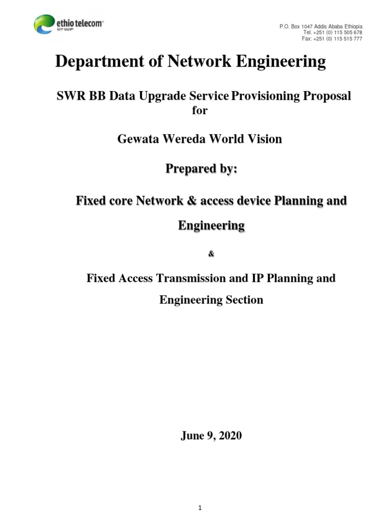 Gewata World Vision Network Upgrade Proposal | PDF | Customer Premises Equipment | Cable Television