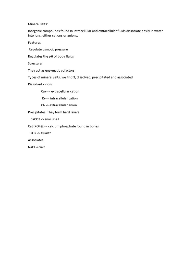 Biomolecules Mineral Salts 4 Pdf Science Mathematics