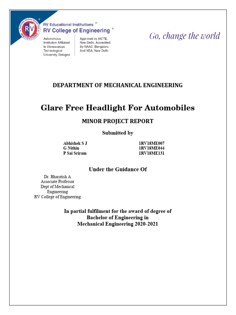 Glare Free Headlights | PDF | Headlamp | Arduino