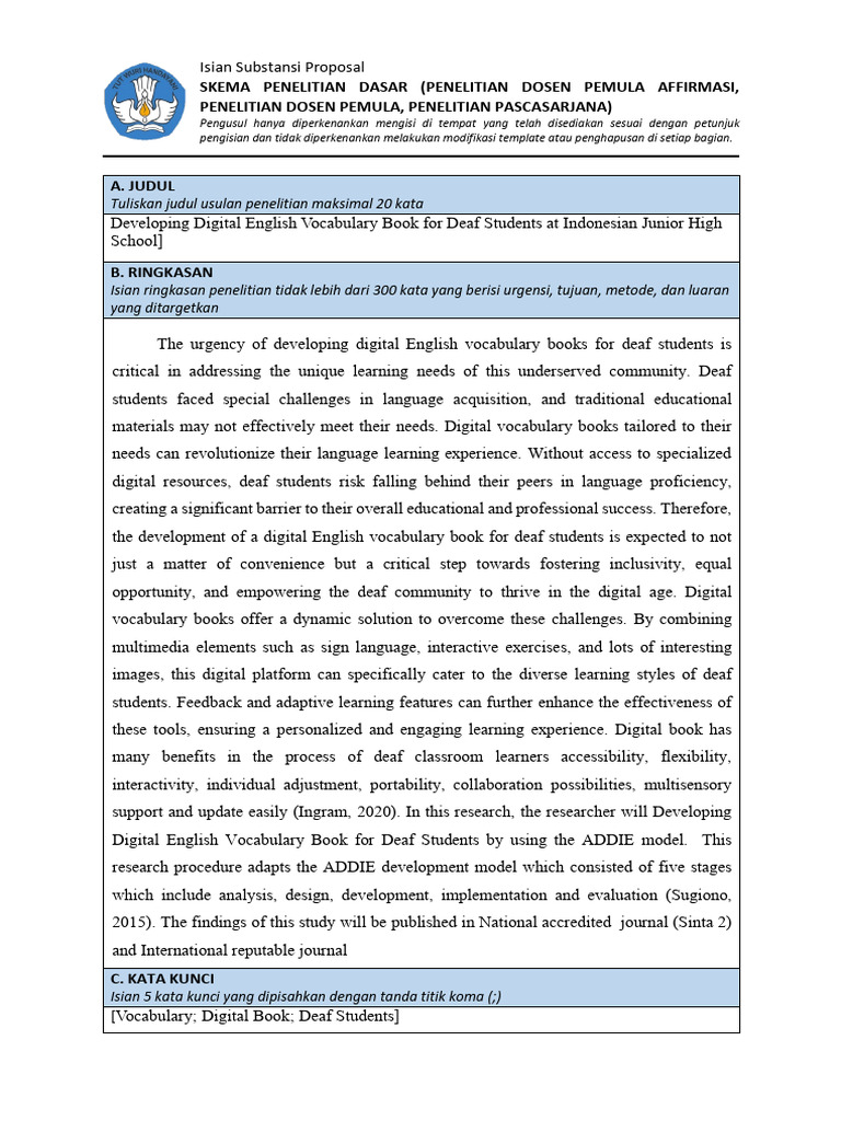 Isian Substansi Proposal Penelitian Dasar (Thesis Magister) An Nur ...