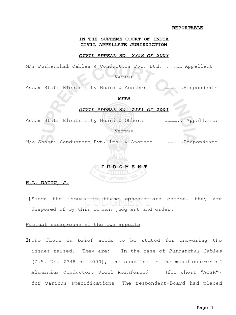 Judgment: Reportable in The Supreme Court of India Civil Appellate ...