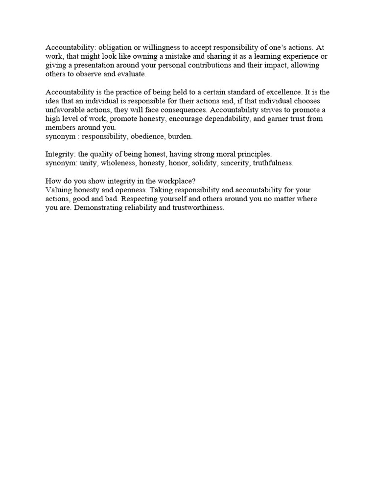 Workplace Accountability & Integrity | PDF
