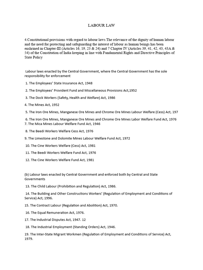 LABOUR LAW | PDF | Employment | Labour Law