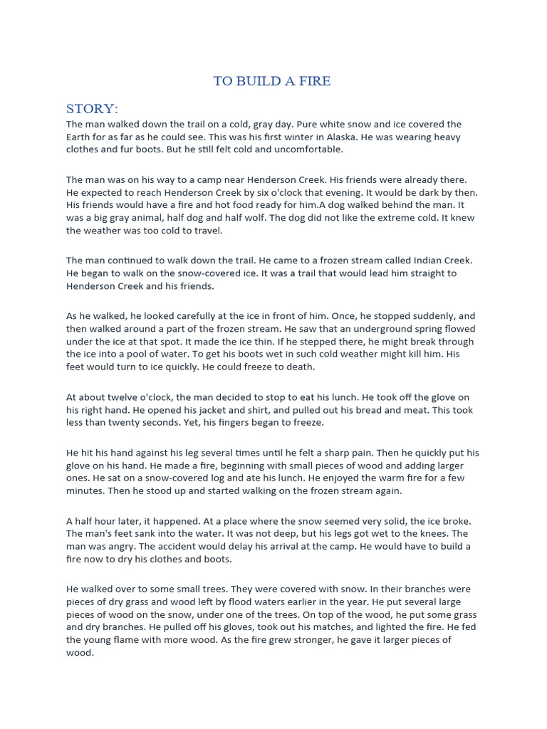 To Build A Fire Story | PDF | Ice