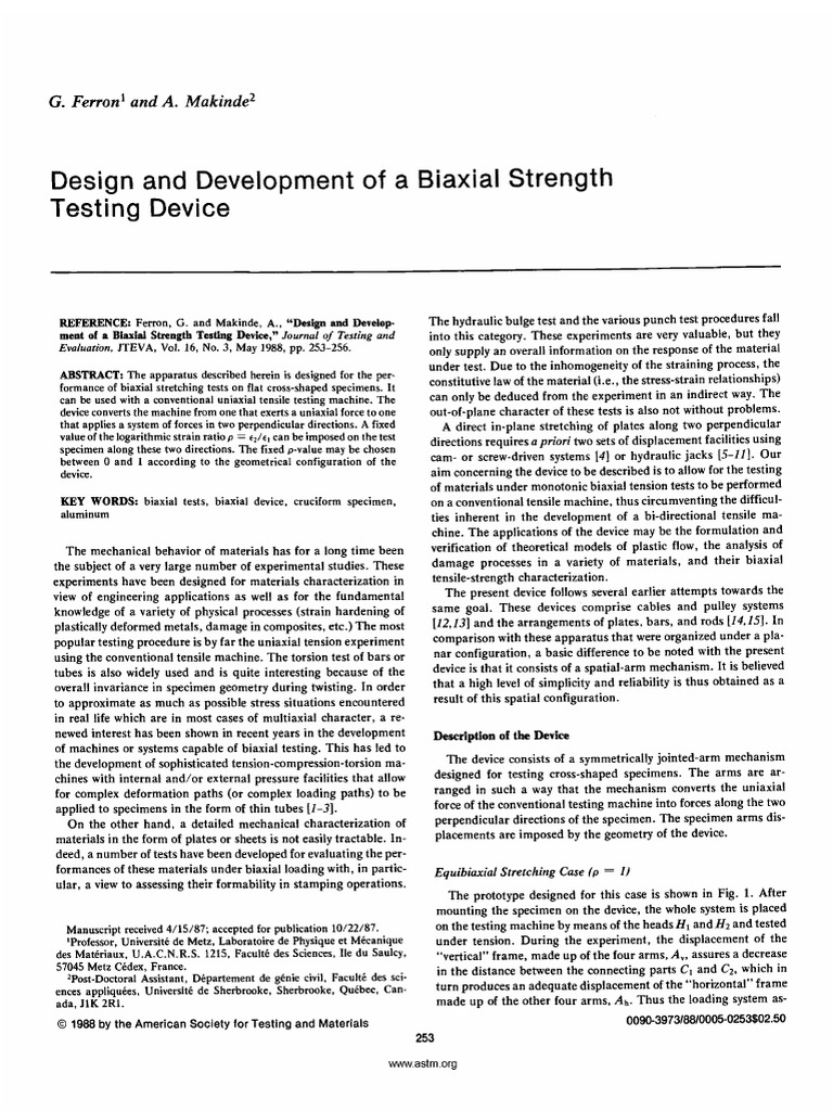 Design and Development of A Biaxial Strength Testing Device | PDF ...