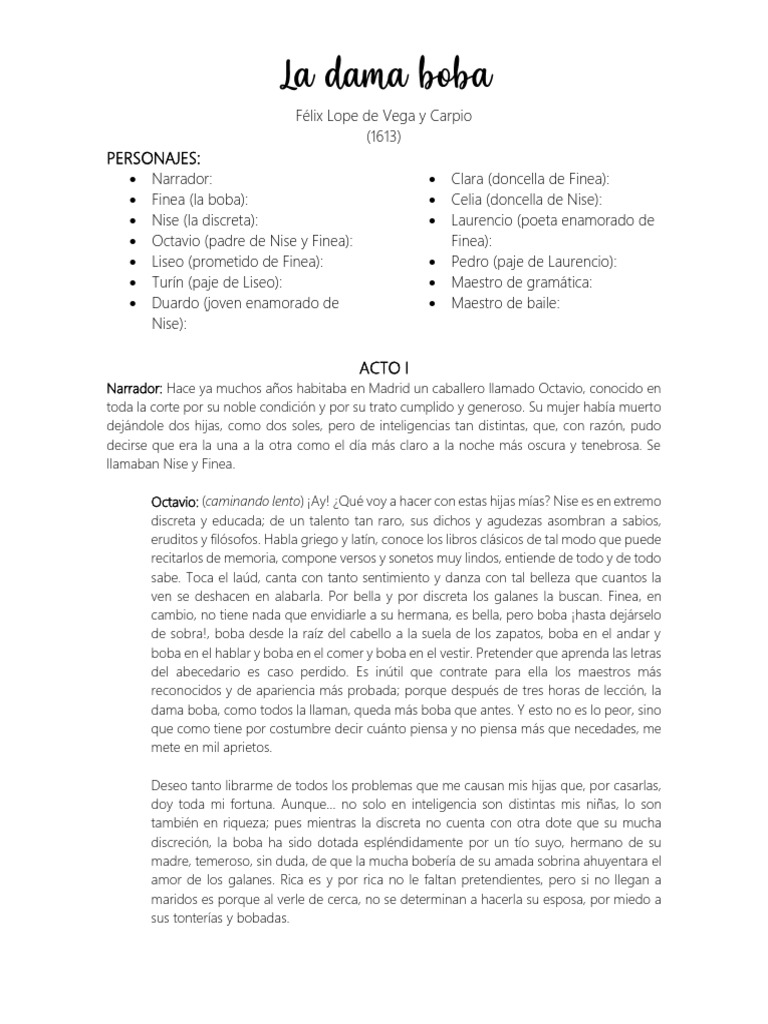 La Dama Boba | PDF | Amor