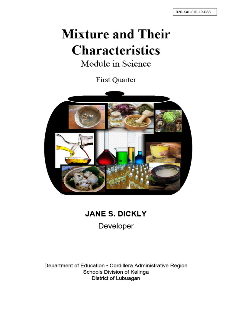 #LR 88 Module in Science 6 Mixture and their Characteristics | PDF ...