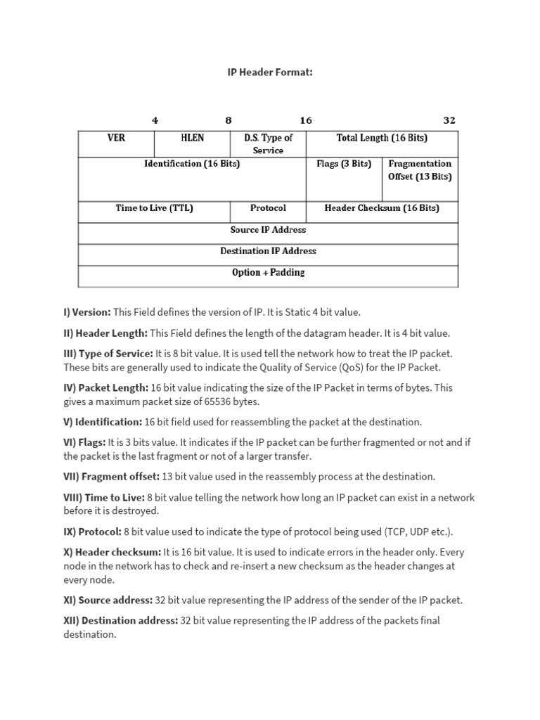 IP Header Format | PDF