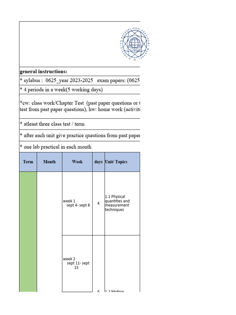 Igcse Grade 9 Sow 2023-2024 | PDF | Force | Acceleration