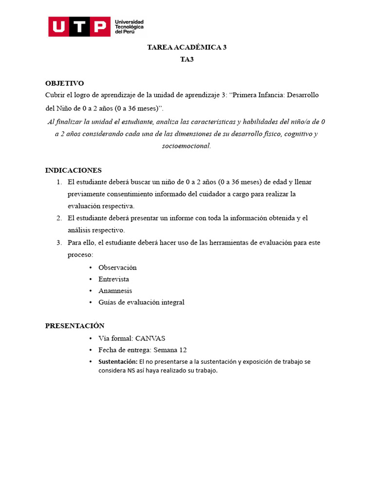 Consignas de TA3 | PDF | Evaluación | Aprendizaje