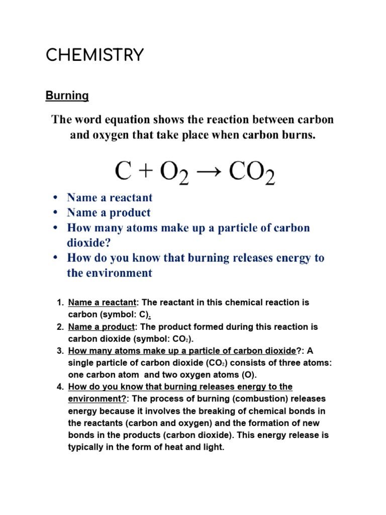 Chemistry | PDF | Combustion | Chemical Reactions