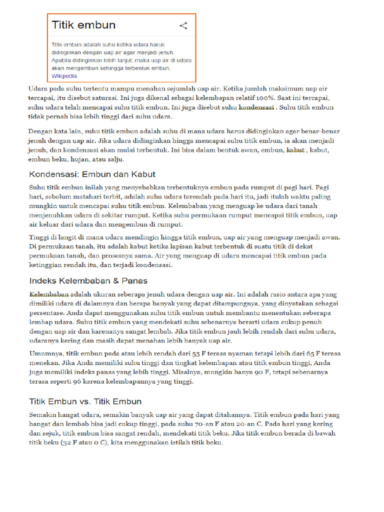 Titik Embun Adalah | PDF