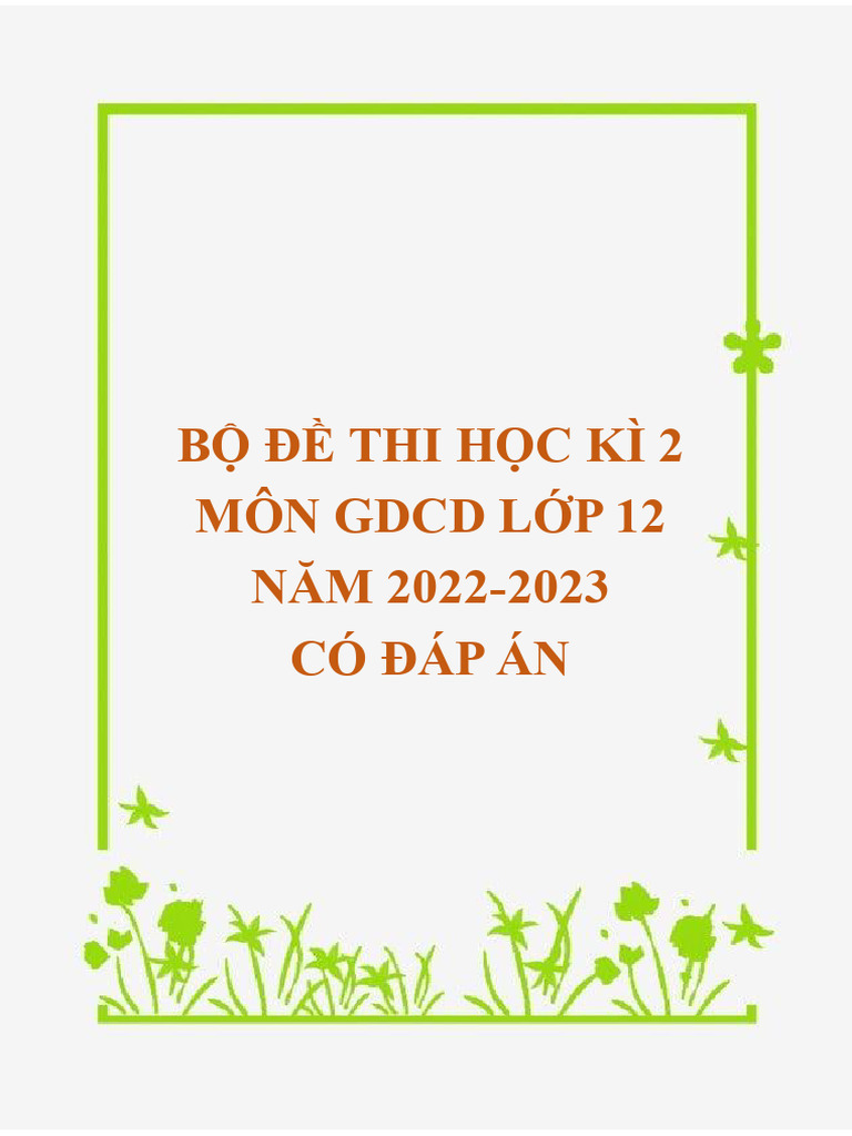 Bo de Thi Hoc Ki 2 Mon GDCD Lop 12 Nam 2022 2023 Co Dap An | PDF