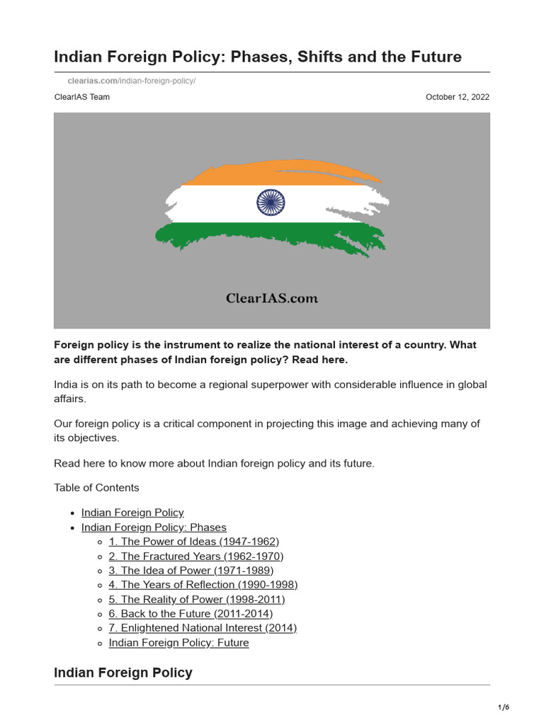 Indian Foreign Policy Phases Shifts and The Future | PDF | Non Aligned ...
