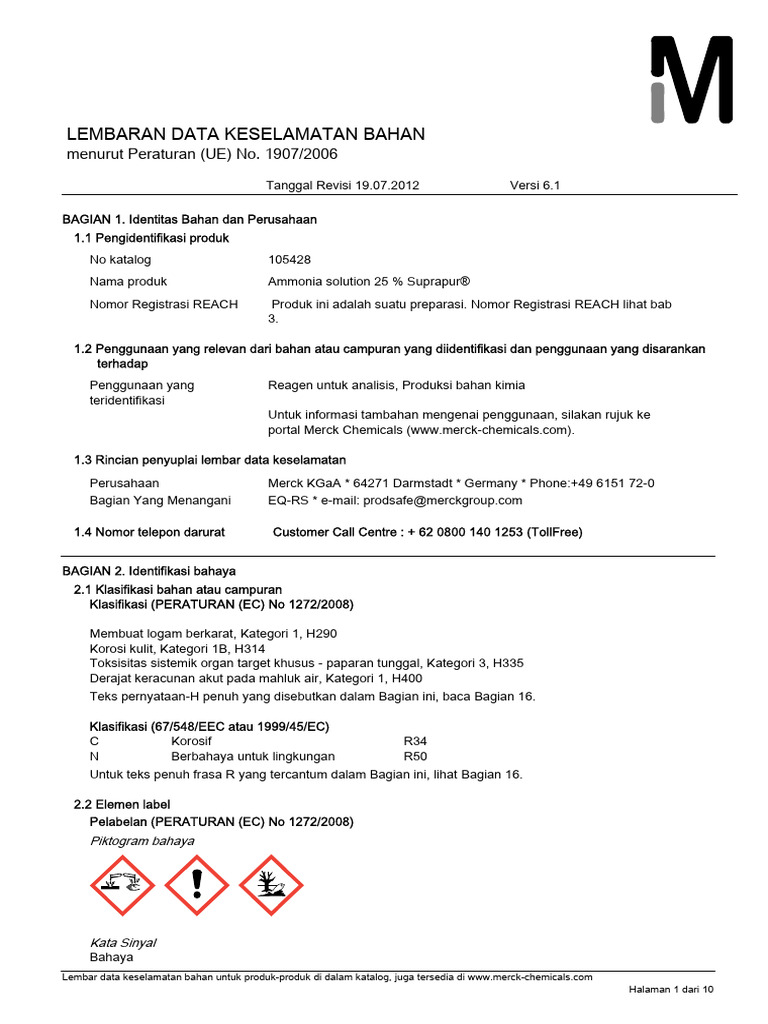 MSDS Amonia Solution | PDF