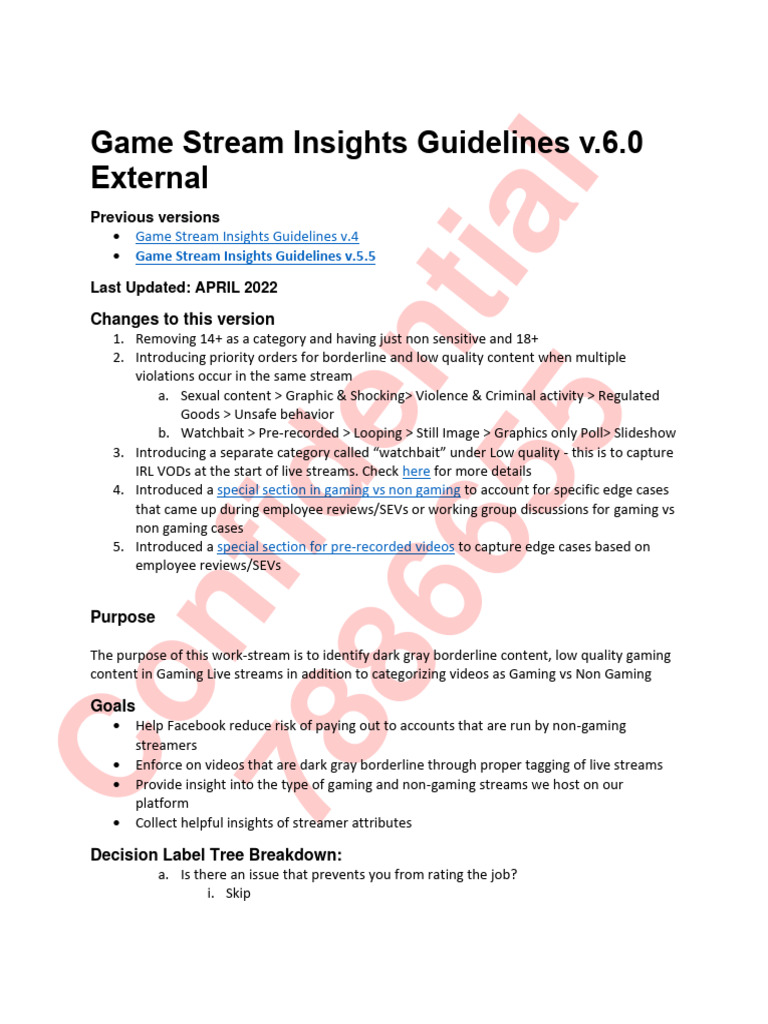 Game Stream Insights Guidelines - Updated, Published July 2022 ...