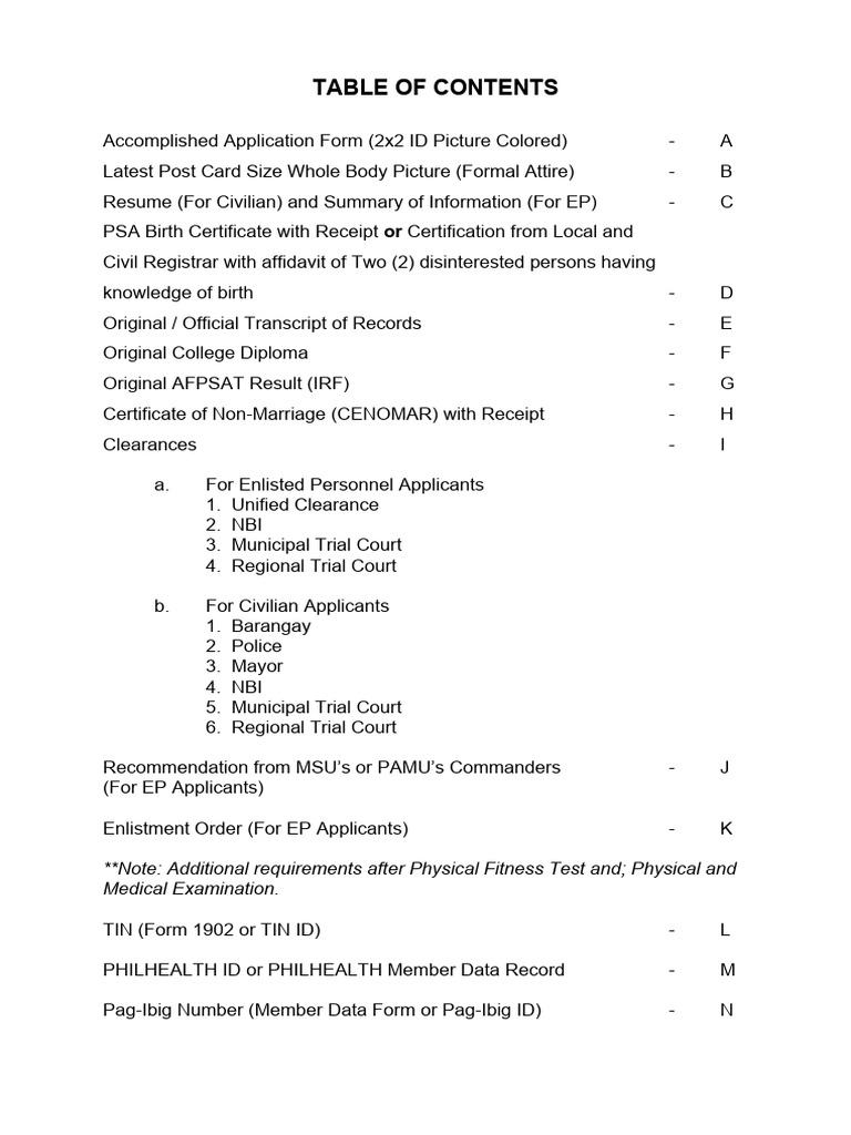 OCC Table of Content | PDF