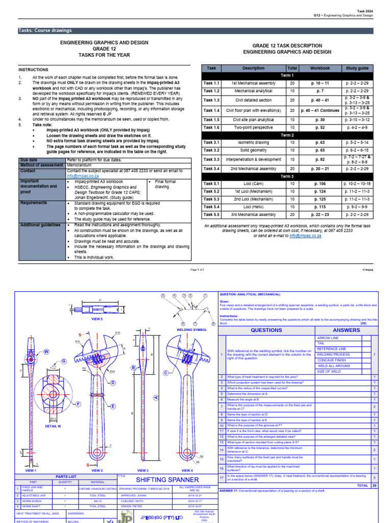 Engineering Graphics and Design Grade 12 Tasks For The Year Grade 12 ...