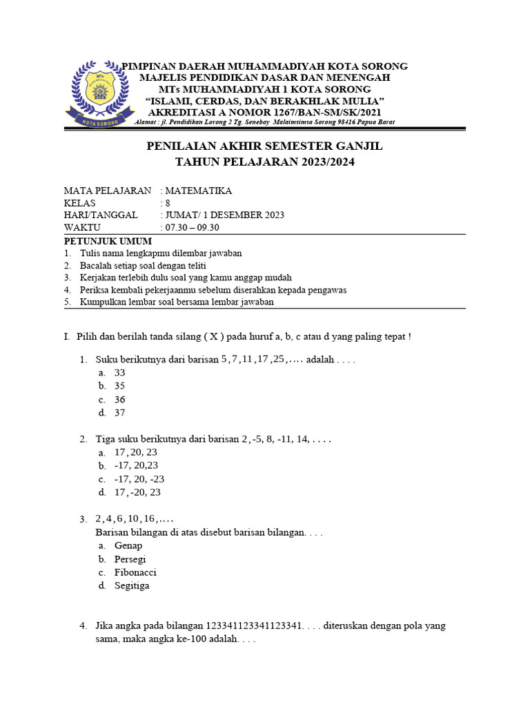 Pas MTK 8 20232024 | PDF